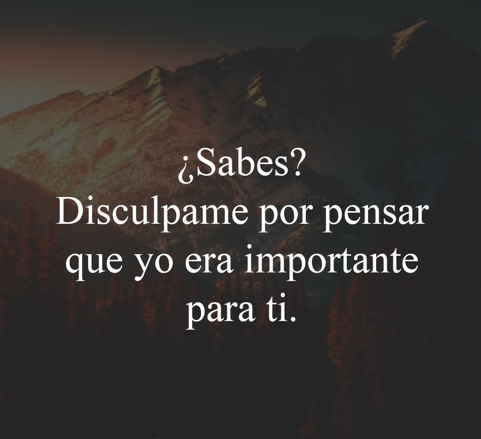 ¿Sabes? Disculpame por pensar que yo era importante para ti - FRASES.PW